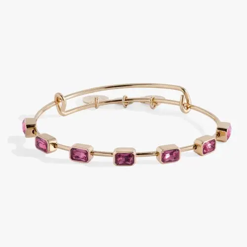 ALEX AND ANI Emerald Cut Bangle With Pink Crystals - Gold 